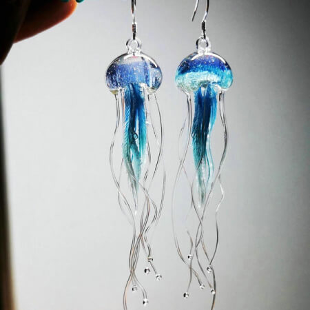 Jellyfish Resin Earrings| Handmade Ocean-Inspired Jellyfish Resin ...