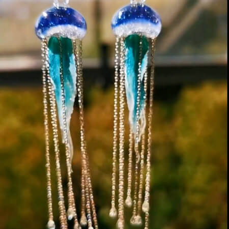 Jellyfish Resin Earrings| Handmade Ocean-Inspired Jellyfish Resin ...