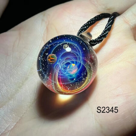 Galaxy Glass Pendant Necklace | Universe Galaxy marble Pendant | Space ...