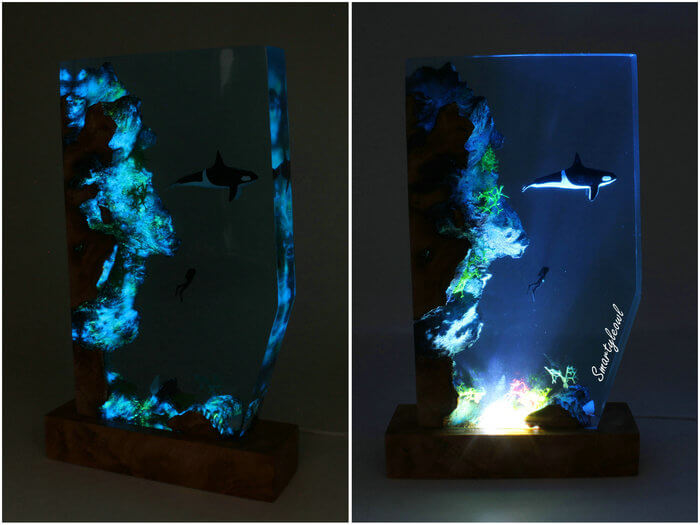 Wood Resin Lamp | Resin Night LightSmartyleowl | Resin Art | Resin ...