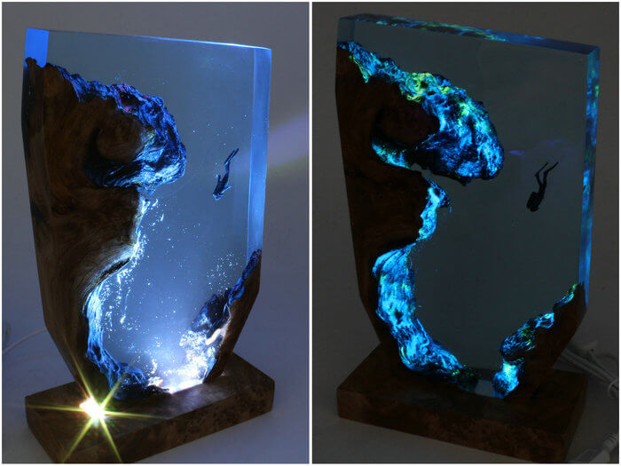 Wood Resin Lamp | Resin Night LightSmartyleowl | Resin Art | Resin ...