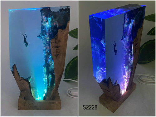 Wood Resin Lamp | Resin Night LightSmartyleowl | Resin Art | Resin ...