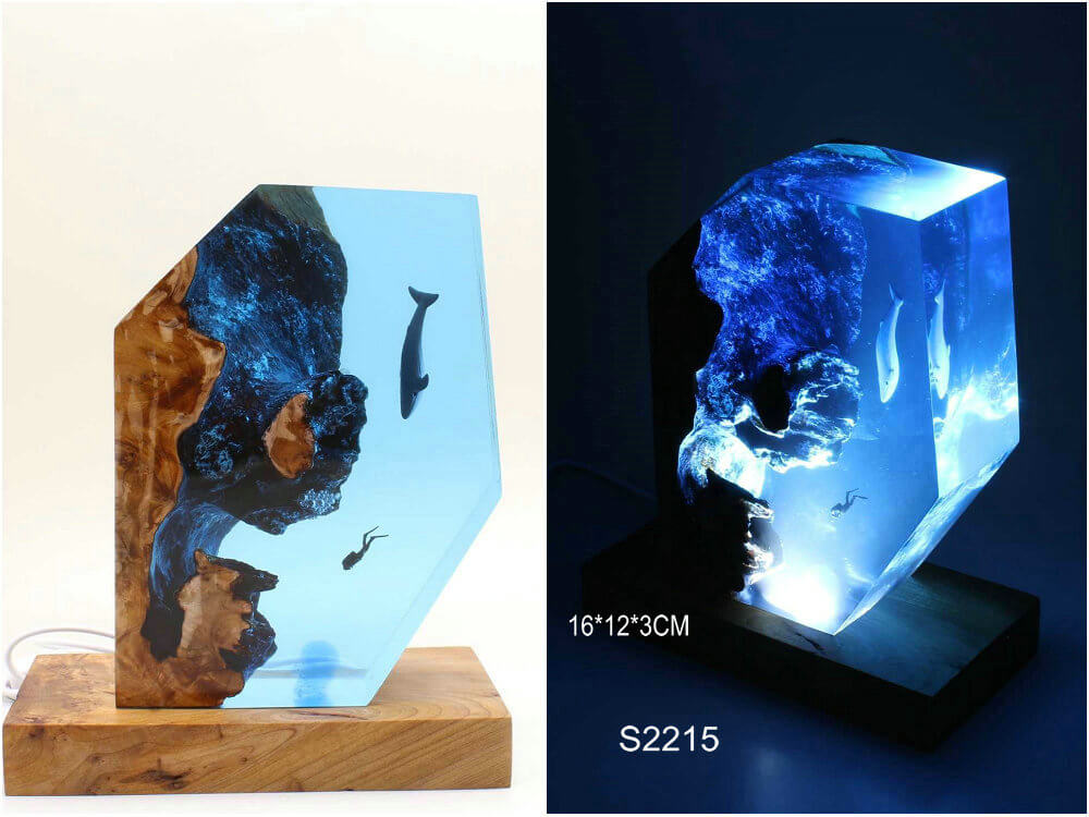 Wood Resin Lamp | Resin Night Light | Ocean-Inspired Resin Lamps |Scuba ...